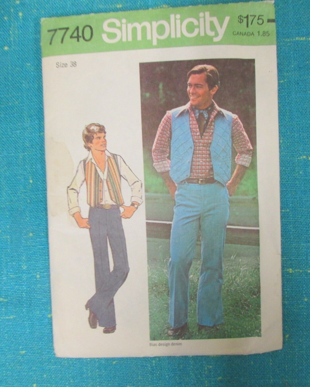 RARE 1976 Simplicity Sewing Pattern 7740 Men's Lined Vest and Top ...
