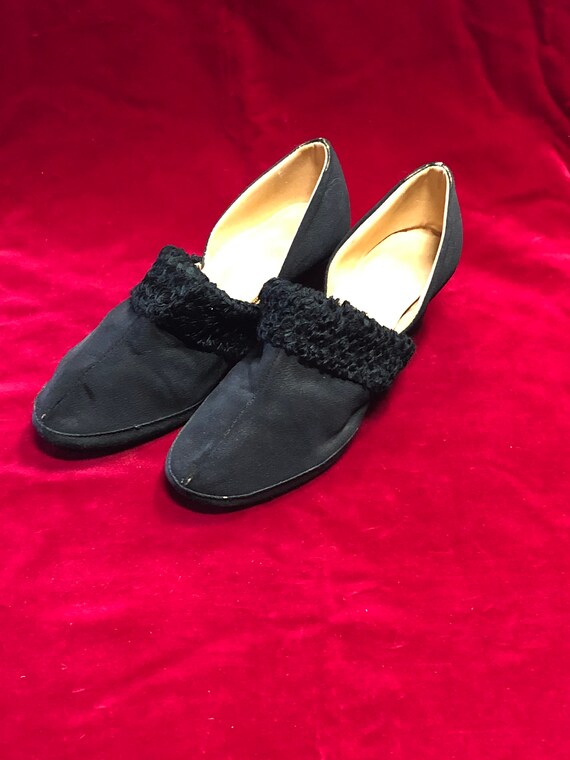 vintage black satin slippers - Gem