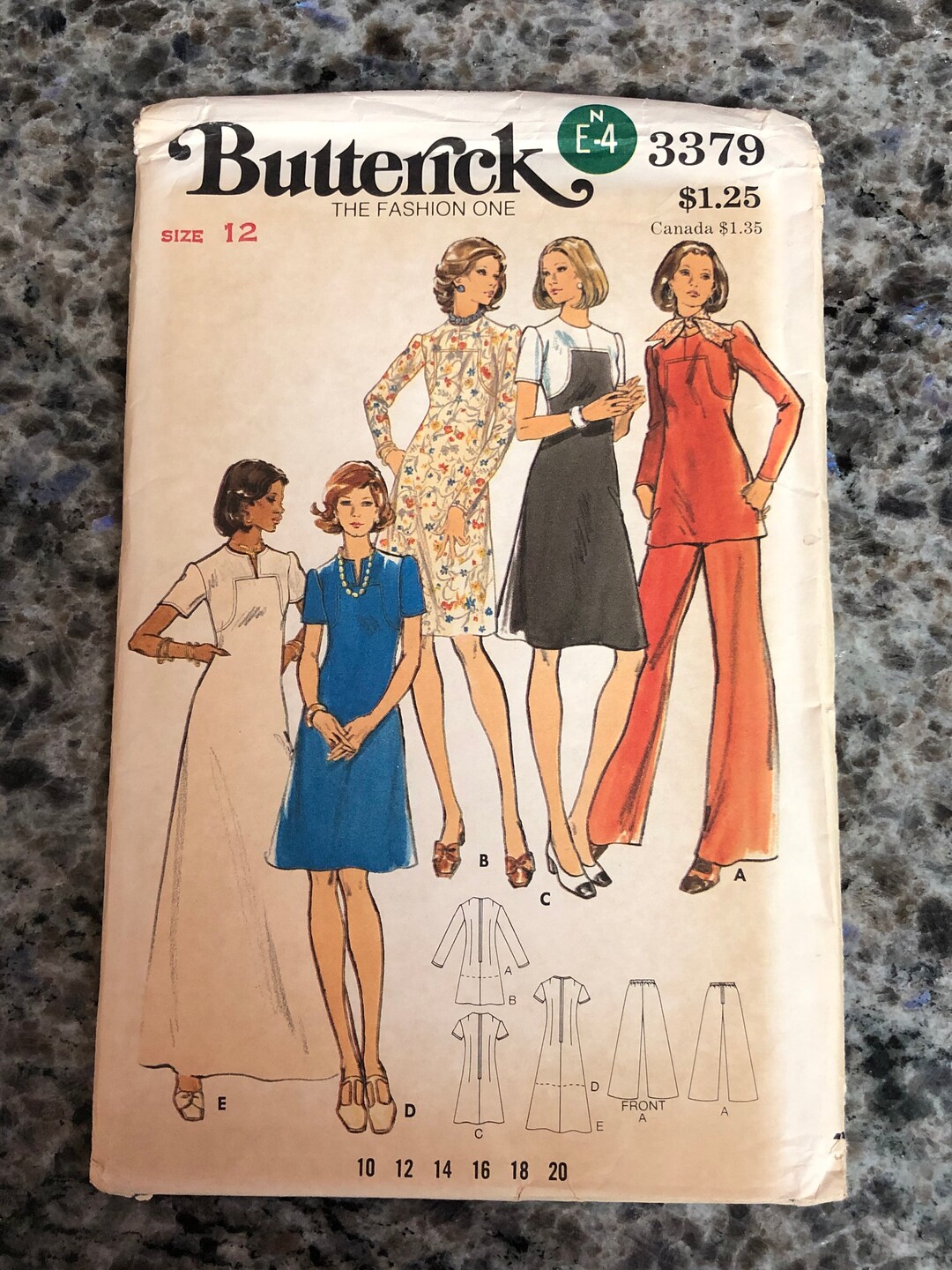 1970s Butterick Sewing Pattern 3379 Misses MOD DRESS Fitted Tunic Top ...