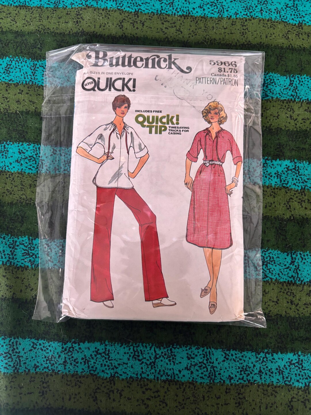 1970’s Butterick Sewing Pattern, Super Quick 5966 Misses Front Slit ...