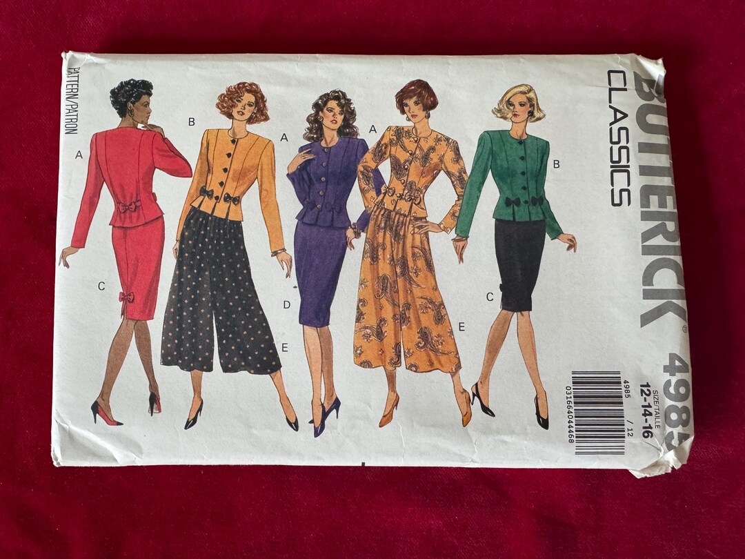1990 Butterick Sewing Pattern 4985 Misses Loose Fitting Peplum Top ...