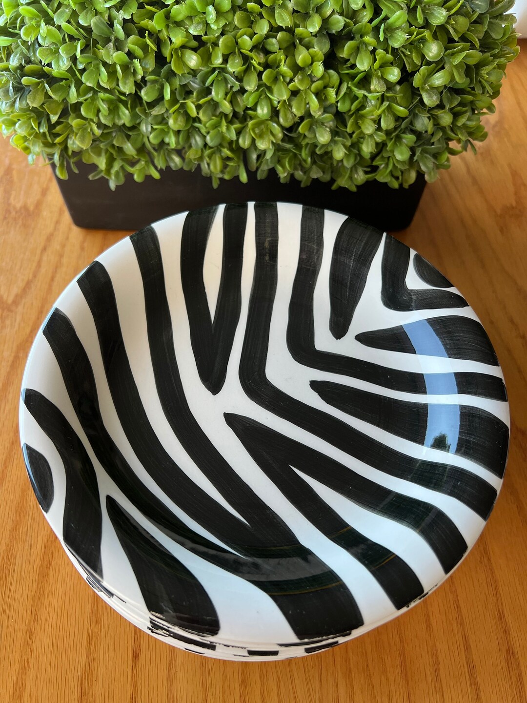 Set of 9 Zebra Salad Plates Black & White Stripes by Tabletops ...