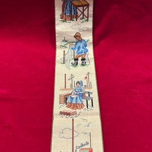 Vintage Cross Stitch Bell Pull Fisherman Scenes 5 1/2 X 37 Bell Pull ...