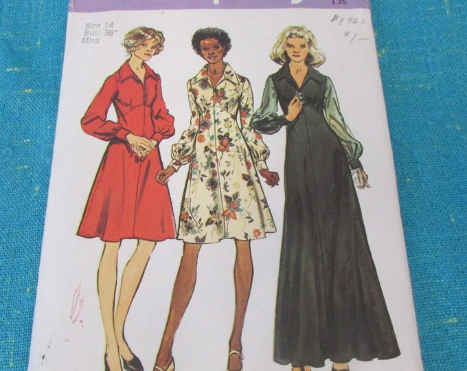 1973 Simplicity Sewing Pattern 5968 Misses Look Slimmer Dress in 2 ...