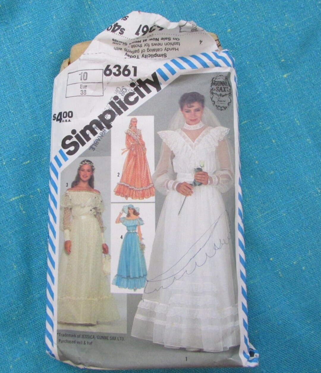 RARE 1983 Simplicity Sewing Pattern 6361 GUNNE SAX Formal Wedding ...
