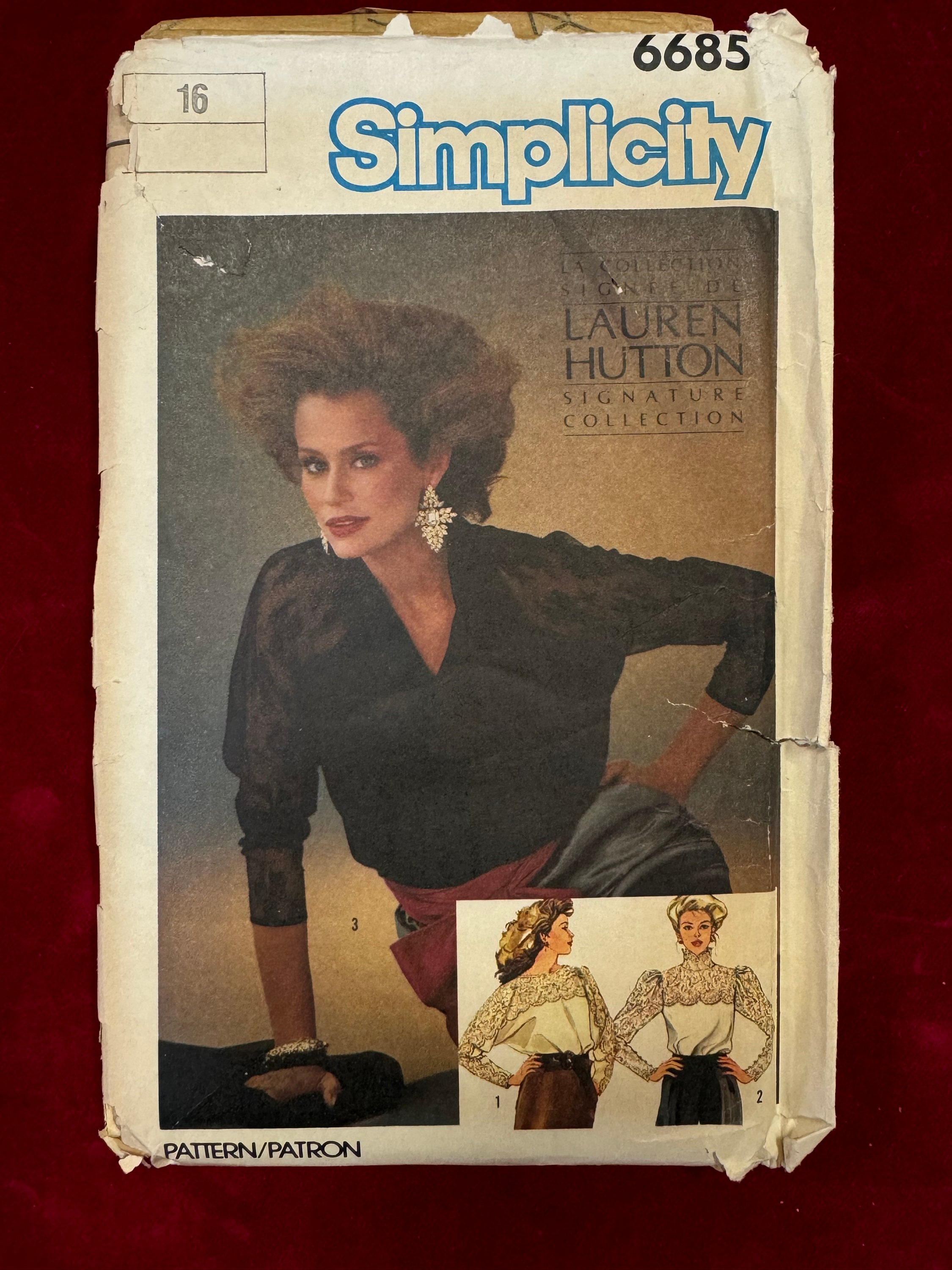 1980's Simplicity Sewing Pattern LAUREN HUTTON 6685 Misses Feminine ...