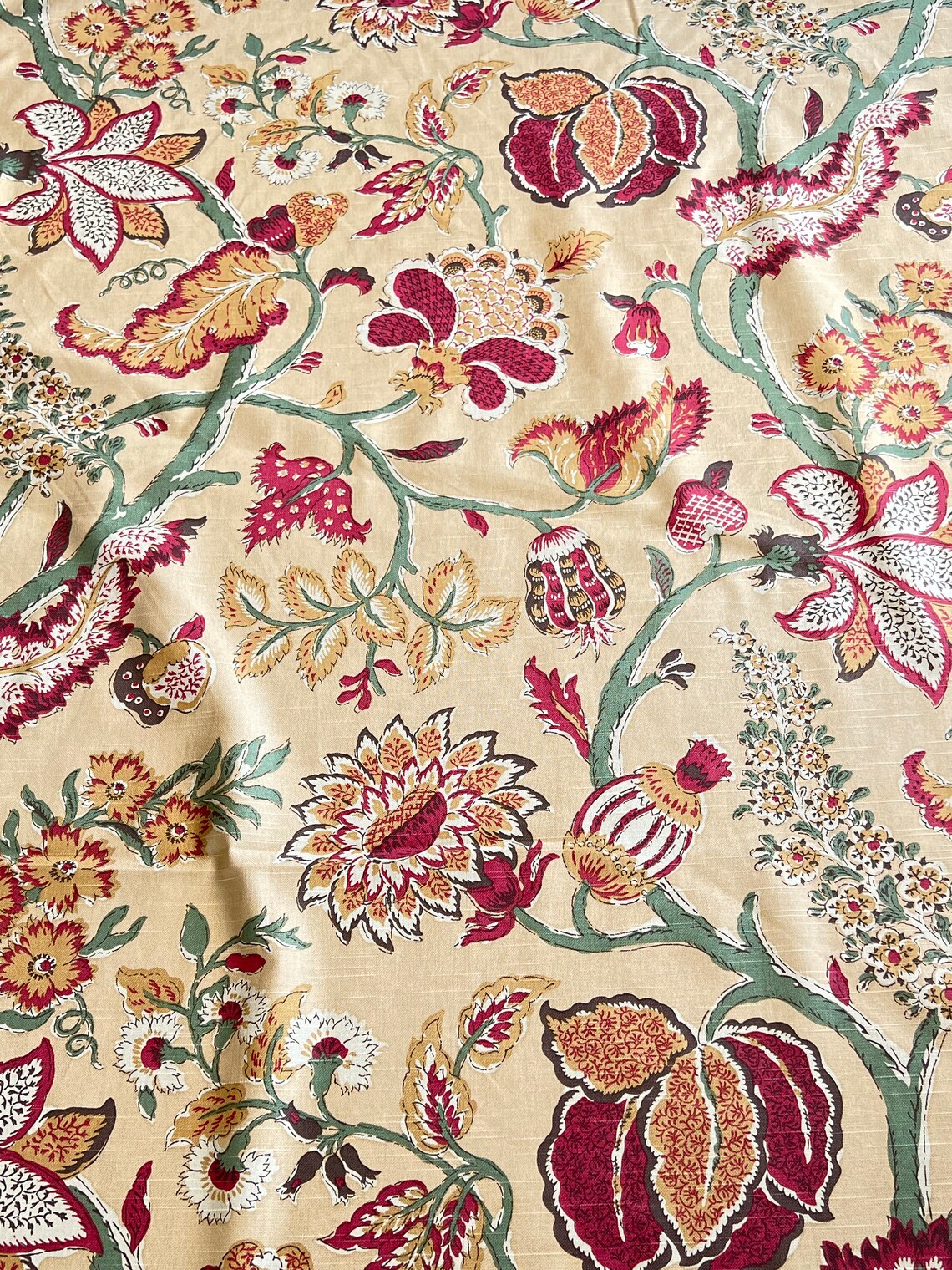 Vintage P Kaufmann Jacobean Floral Gold Medium Weight Cotton - Etsy