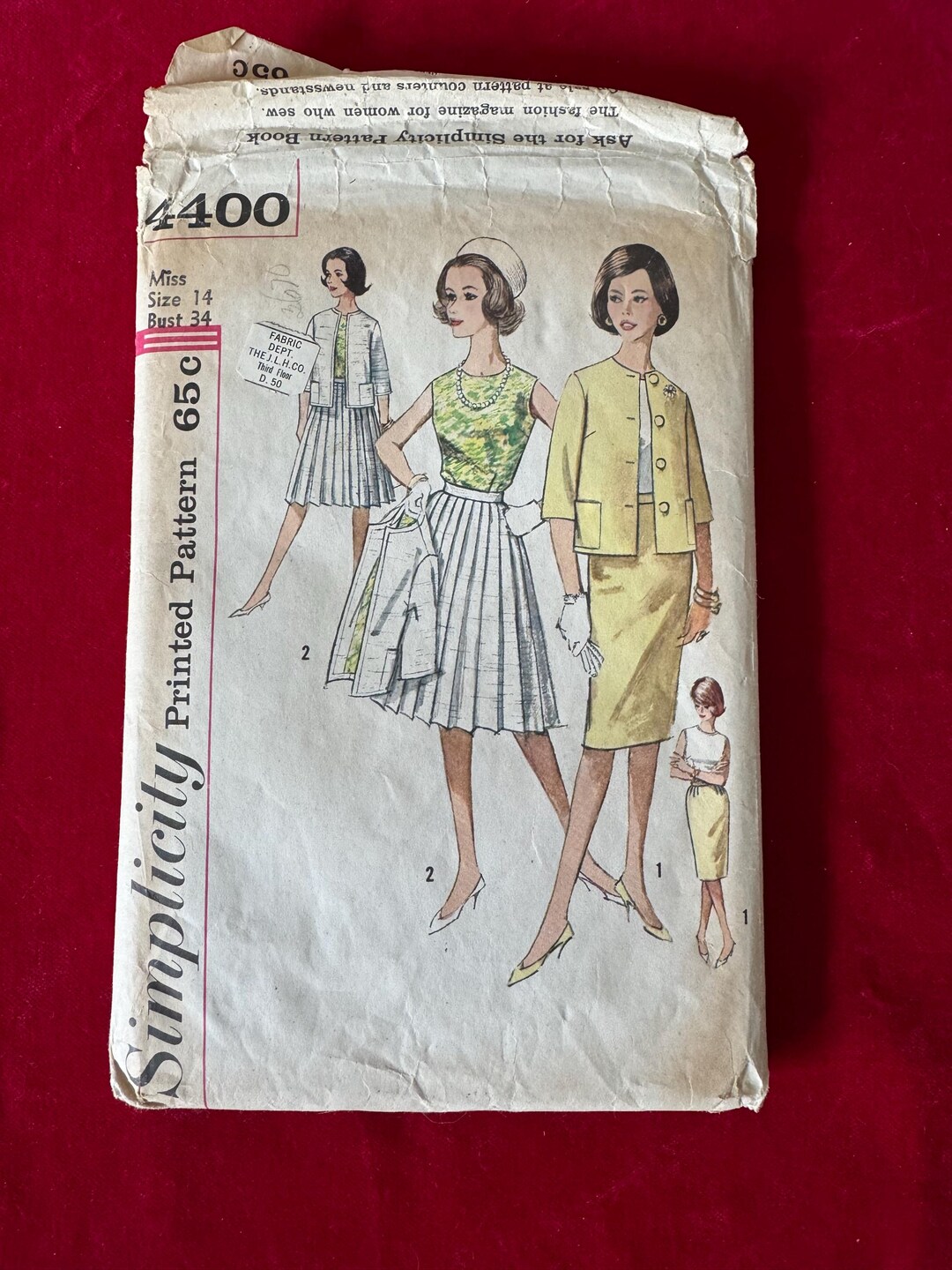 1958 Simplicity Sewing Pattern 4400 Misses Fully Pleated Skirt ...