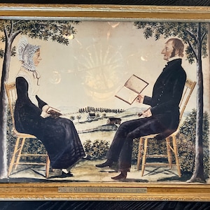 Antique Jacob Maentel Colonial Watercolor Print of Mr. and Mrs. Chris ...