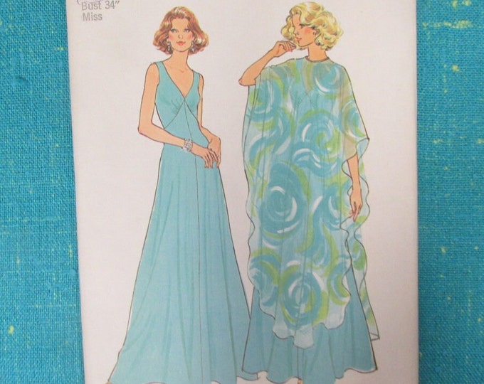 1975 Simplicity Sewing Pattern 7183 Gorgeous Misses Formal Dress With ...
