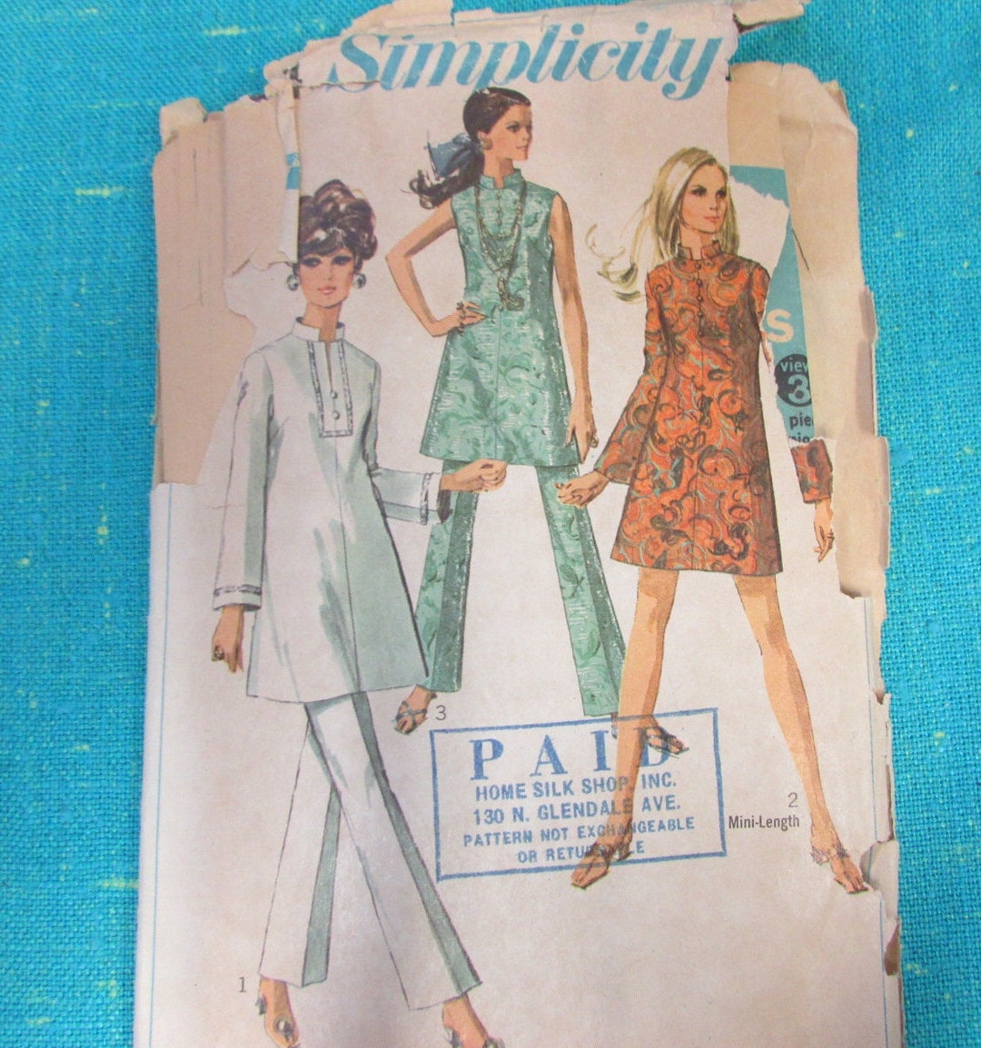 1968 Simplicity Sewing Pattern 7994 Misses Mini-dress or Tunic With ...