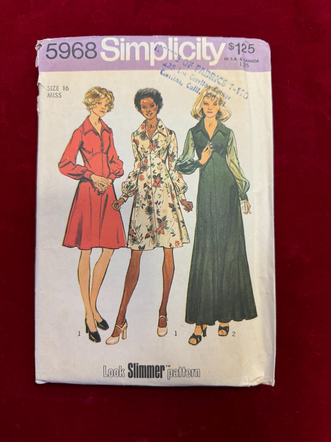 1973 Simplicity Sewing Pattern 5968 Look Slimmer Back Zip Dress in 2 ...