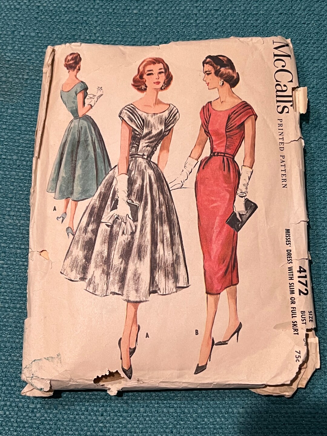 RARE 1957 Mccall's Sewing Pattern 4172 Misses Fit N Flare or Fitted ...