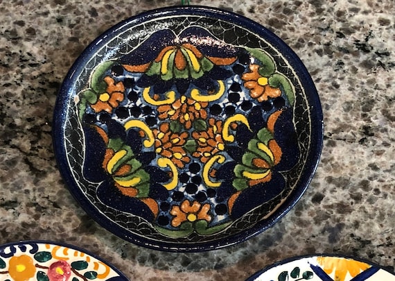 Talavera Blue Mexican Pottery Wall Plate 5 1/2 6 Wide | Etsy
