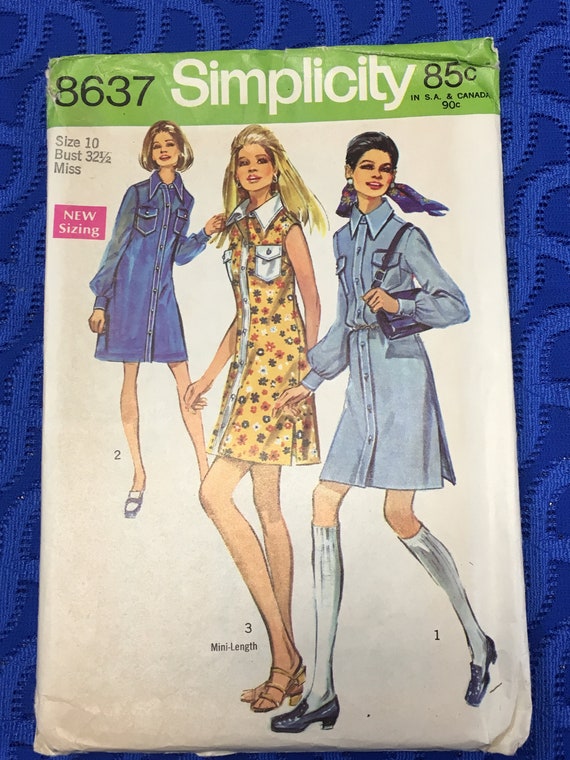 1969 Simplicity Sewing Pattern 8637 Misses Button Front | Etsy