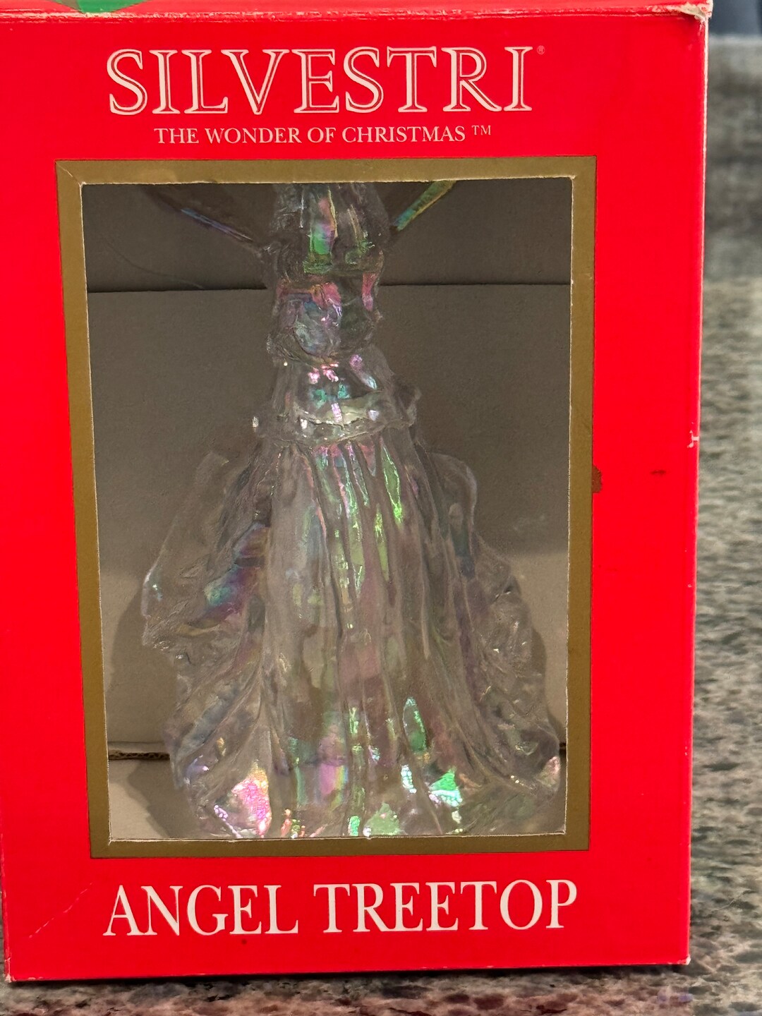 NIB 1990 Silverstein Iridescent Plastic Angel Tree Topper 10 Tall Angel ...