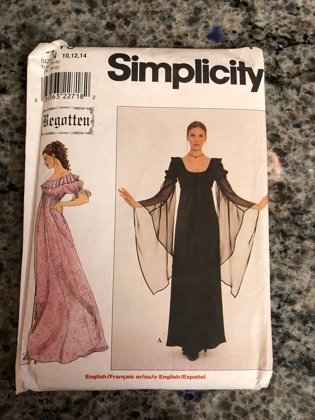 1999 Simplicity Sewing Pattern Begotten 8619 Misses Renaissance ...