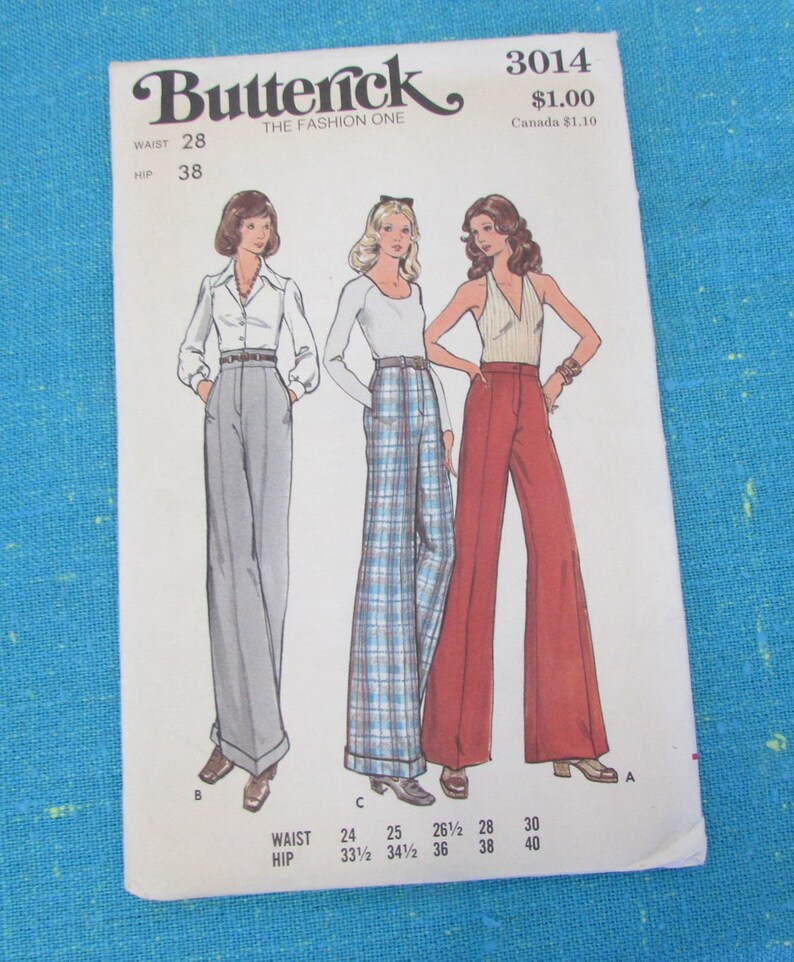 Butterick 1970's Retro Sewing Pattern 3014 Misses Wide - Etsy