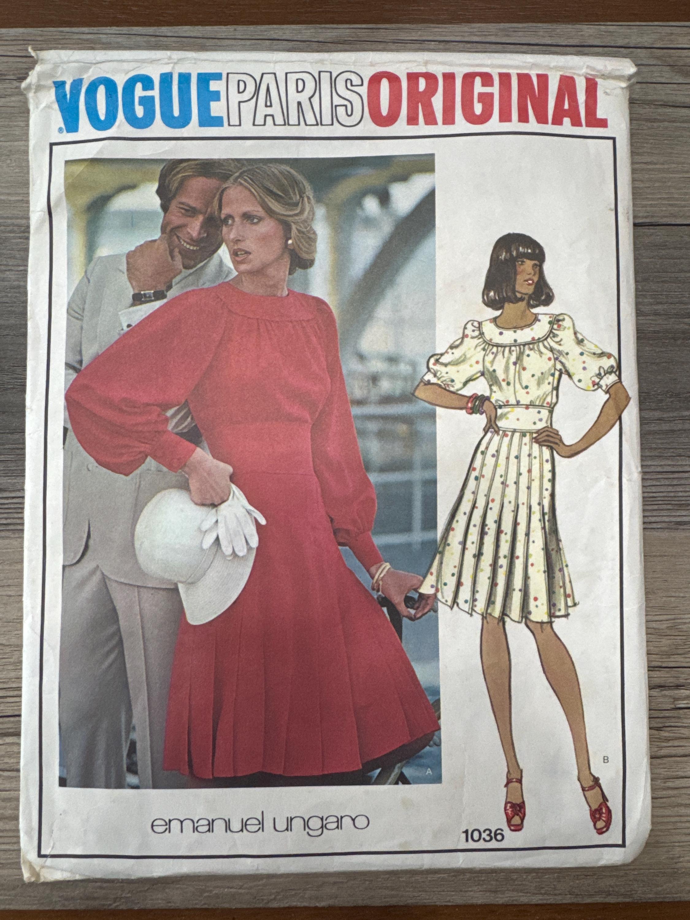 RARE 1970’s Vogue Designer Sewing Pattern 1036 EMANUEL UNGARO Misses ...