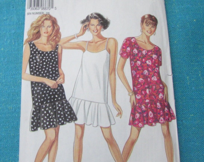RARE 1990s New Look Sewing Pattern 6670 Misses Sleeveless Drop Waisted ...