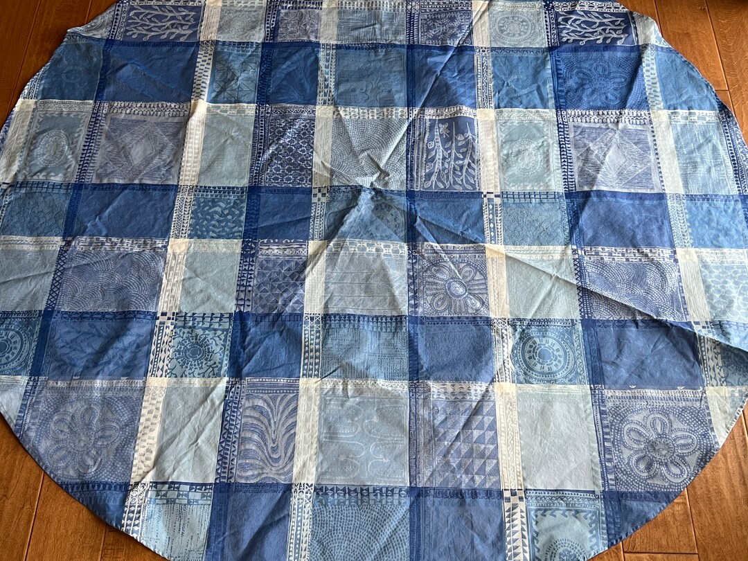 Garnier Thiebaut French Blue Plaid Round Outdoor Tablecloth - Etsy