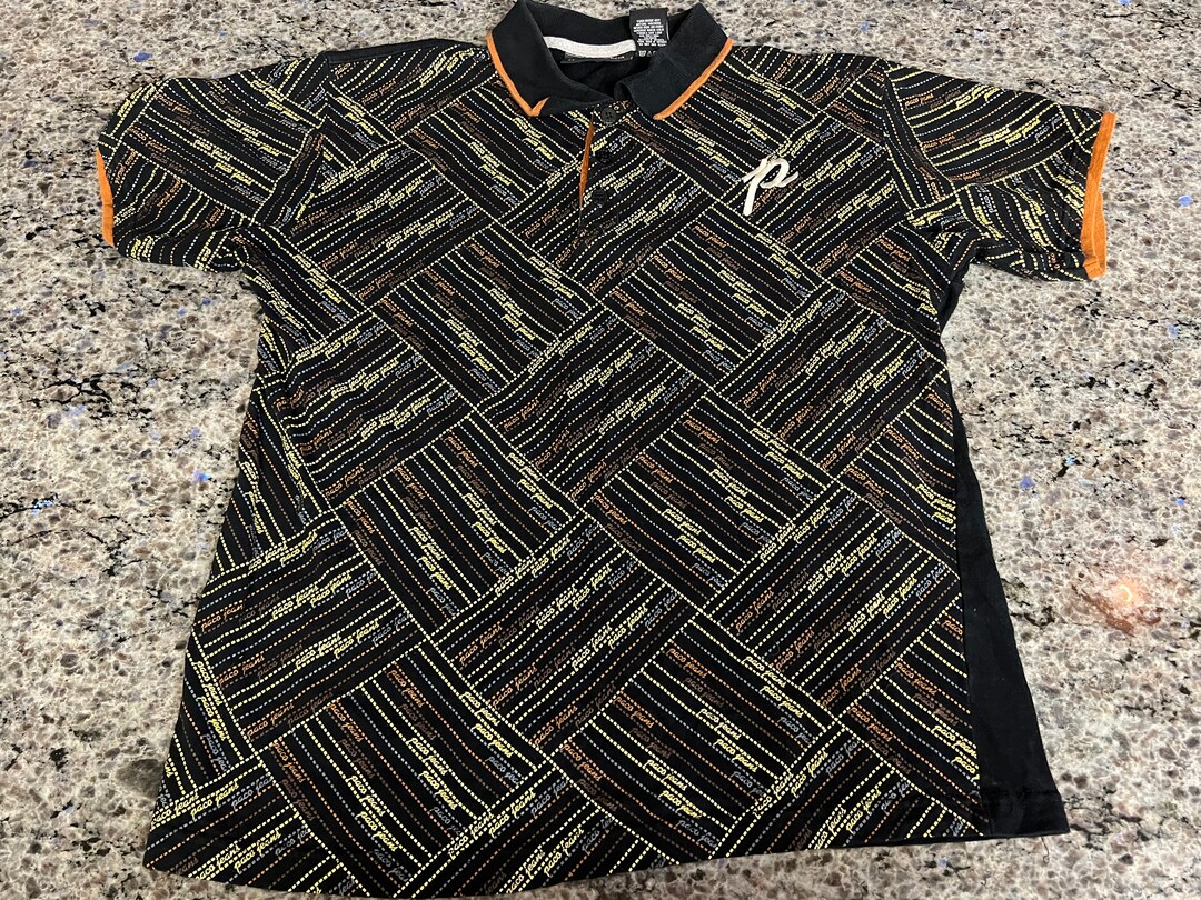 Vintage Men's PACO JEANS Black Striped Logo Polo Shirt Size M Paco ...