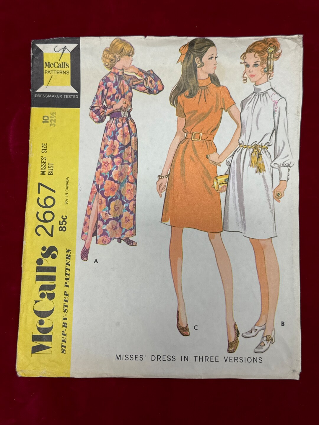 RARE 1970 Mccalls Sewing Pattern 2667 Misses Dress in 3 Versions Long ...