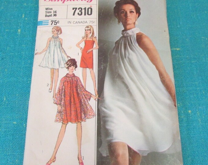 RARE 1967 Simplicity Sewing Pattern 7310 Misses A Line Sleeveless ...