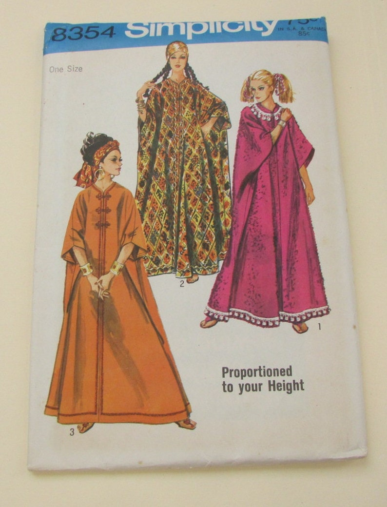 1969 Simplicity Sewing Pattern 8354 Misses Long Caftan Muumuu - Etsy
