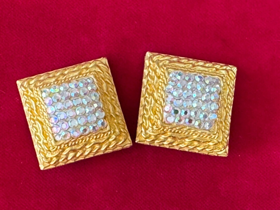 Vintage RICHARD KERR Aurora Borealis Rhinestone Crystals & Gold Rope ...