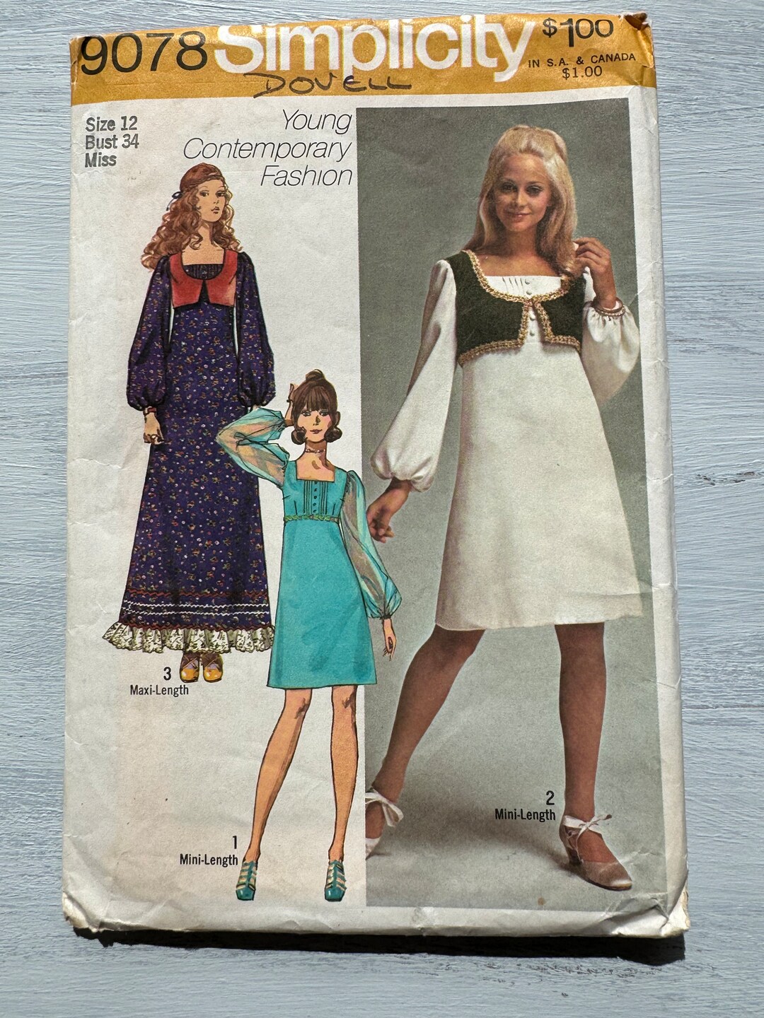 1970 Simplicity Sewing Pattern 9078 Misses Dress With Bolero Short ...