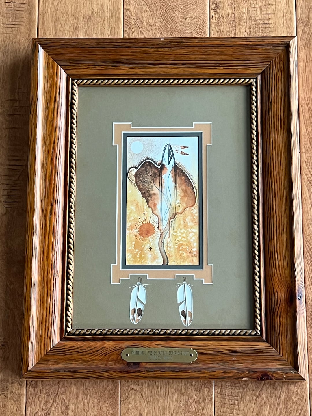 RARE Framed Native American Artist Kenneth White Print Titled “chanting ...