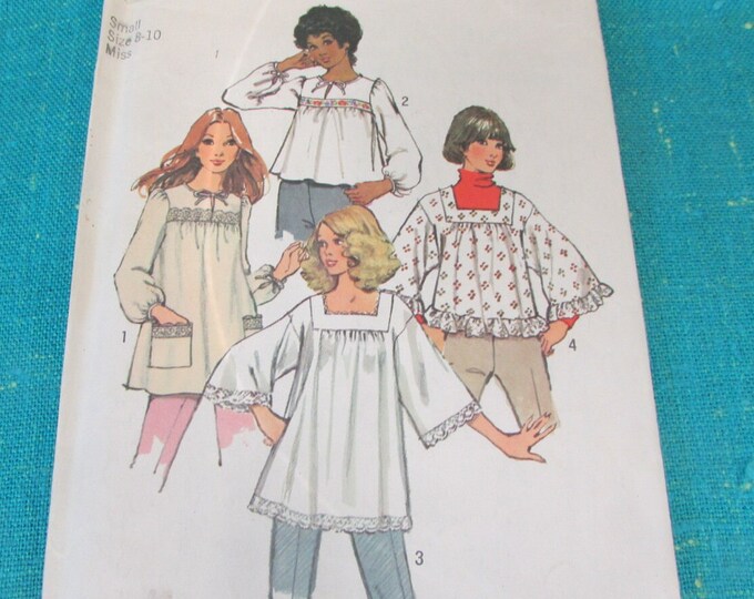 1972 Simplicity Sewing Pattern 5314 Misses Set of Smock Tops With Long ...