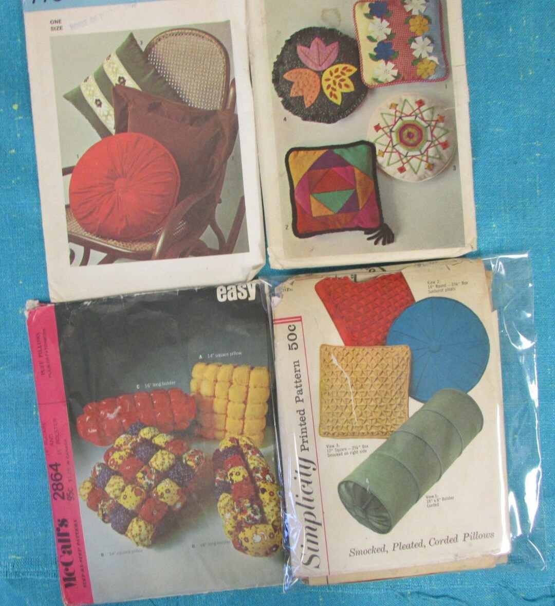 U Pick -choice of Vintage Pillow Patterns Simplicity 7734, 4515, 9696 ...