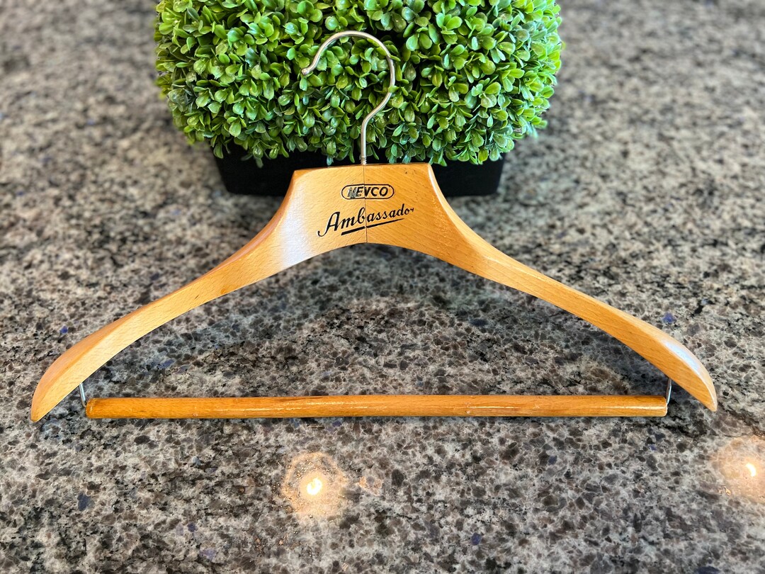 Vintage NEVCO Ambassador Thick Lacquered Wood Clothes Suit Hanger 19 ...