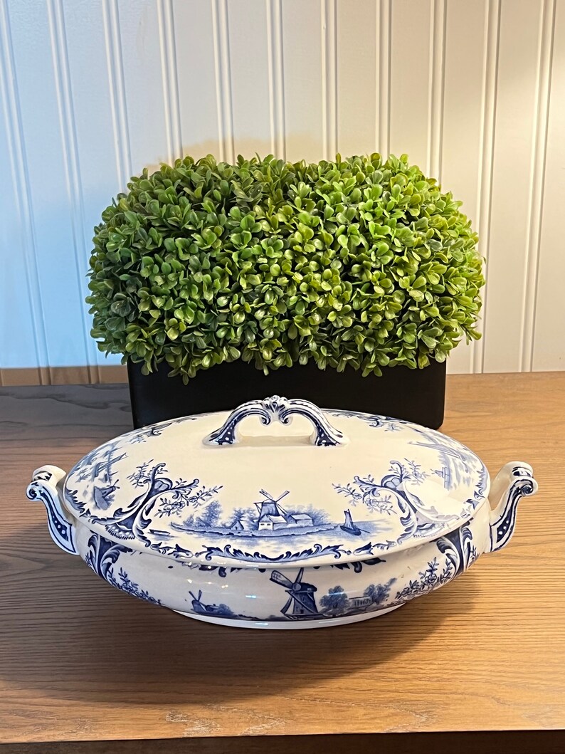 RARE Antique Grimwades DELPH Blue Windmills Aesthetic Movement - Etsy