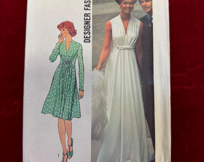 1974 Simplicity Sewing Pattern 6672 Misses Formal Evening Dress in 2 ...
