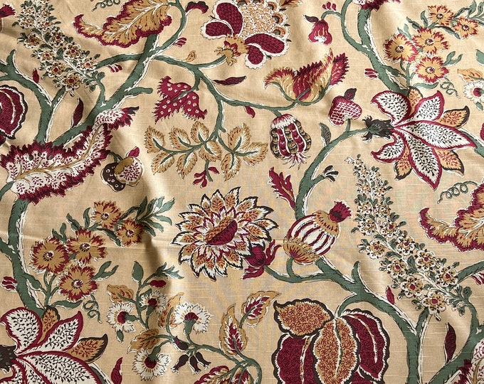 Vintage P Kaufmann Jacobean Floral Gold Medium Weight Cotton - Etsy