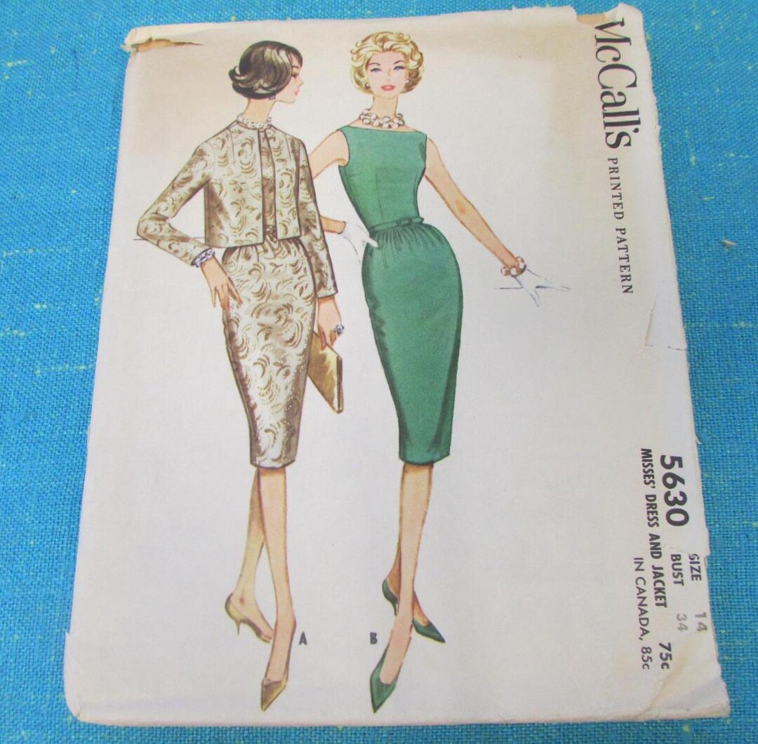 1960 Mccalls Sewing Pattern 5630 Misses Sleeveless Slim Fitting Skirt ...