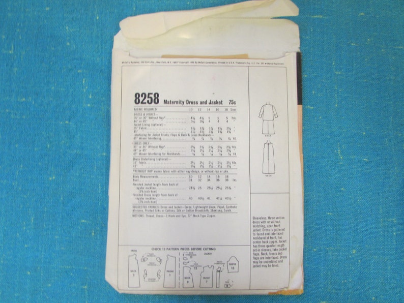 1960s Mccalls Sewing Pattern 8258 Misses Sleeveless Yoke Dress and Box ...