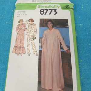 1979 Simplicity Sewing Pattern 8773 Misses Nightgown, 2 Piece Pajamas ...