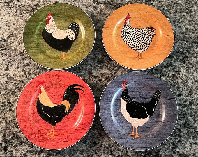 Warren Kimble Country Quartet Set of 4 Rooster Salad Dessert Plates 8 ...