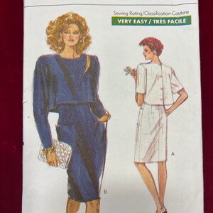RARE 1980's Vogue Sewing Pattern 7270 Misses Jacket Big Shoulder Dress ...
