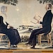 Antique Jacob Maentel Colonial Watercolor Print of Mr. and Mrs. Chris ...