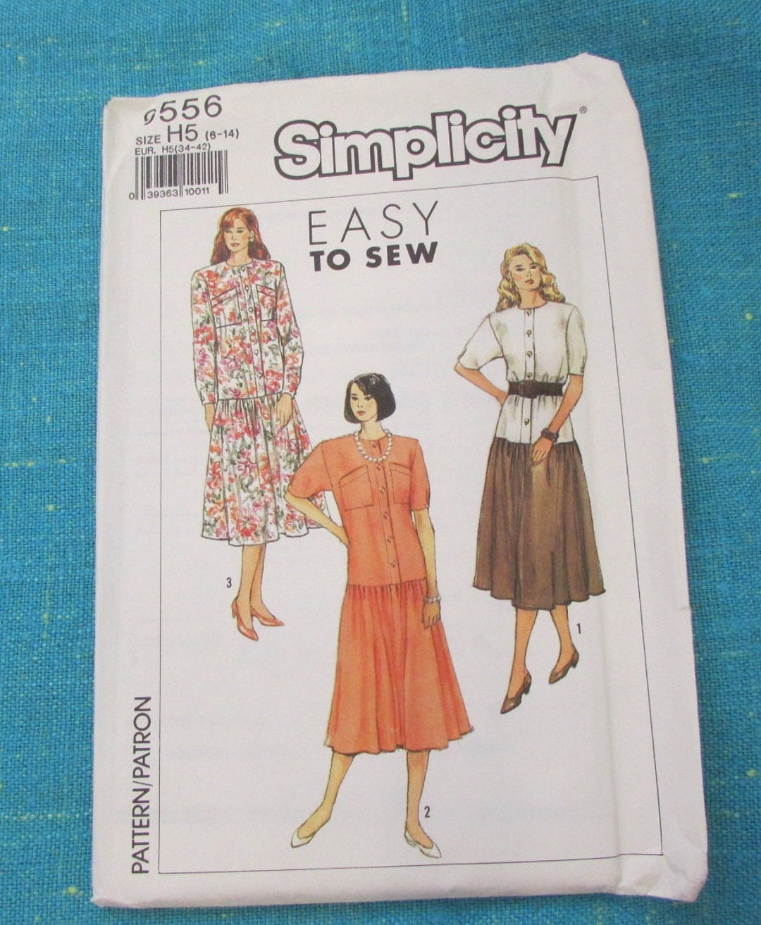RARE 1990 Simplicity Sewing Pattern 9556 Misses Loose Fitting Drop ...