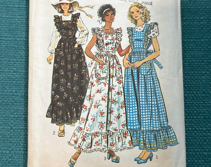 1974 Simplicity Sewing Pattern 6218 Misses Pinafore Dress or Apron Long ...
