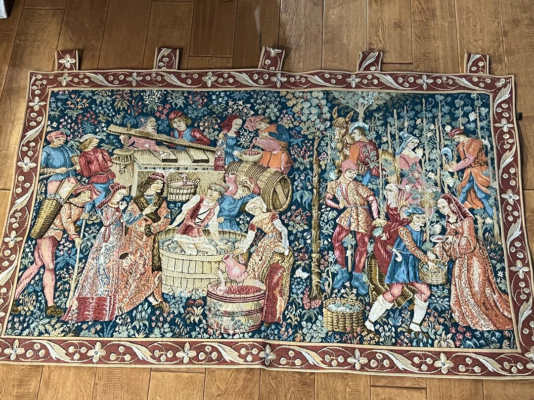 Goldys French Medieval Reproduction Tapestry Wallhanging Grape Harvest ...