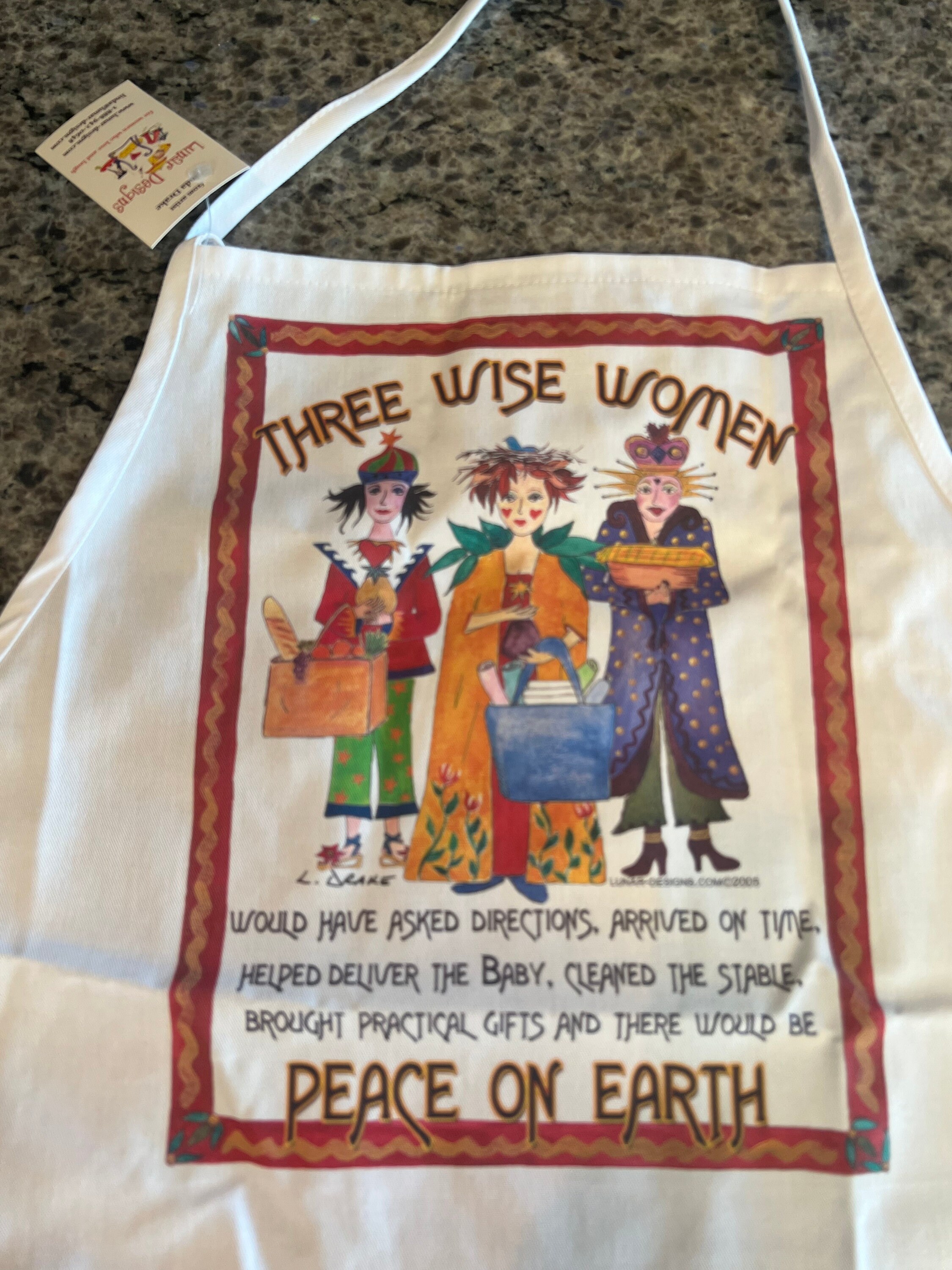 NWT Linda Drake Lunar Designs Three Wise Women Full Bib Apron ...