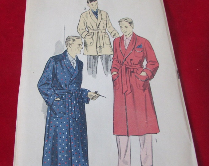 1950's Advance Sewing Pattern 7872 Men's Smoking Jacket Robe With 2 ...