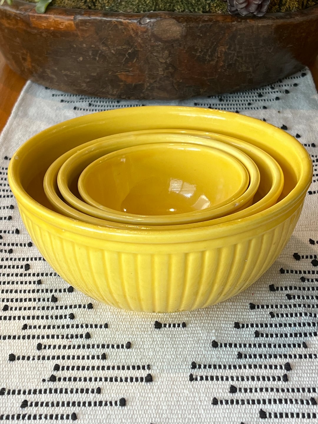 RARE 1930s Yellow Red Wing Gypsy Trail Reed Set of 4 Pottery Nesting ...